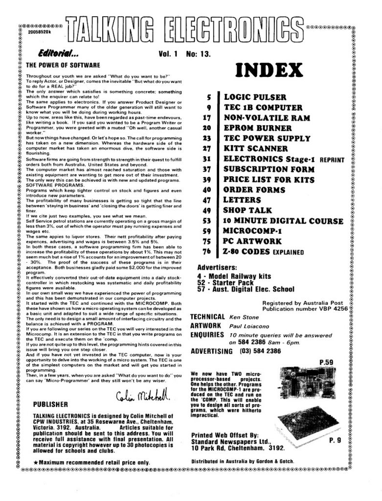Talking Electronics and the Z80 – Retro Computing