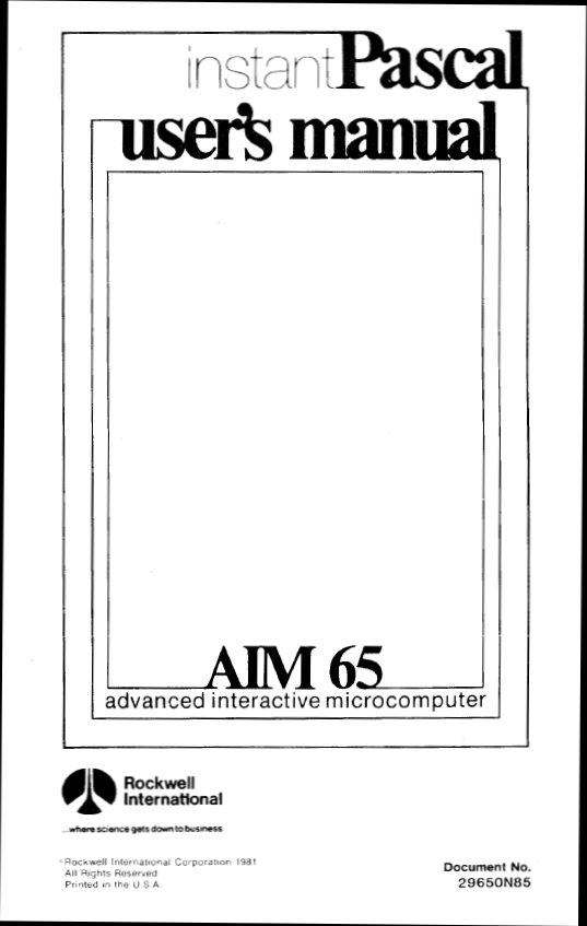 Pascal for the AIM 65 – Retro Computing