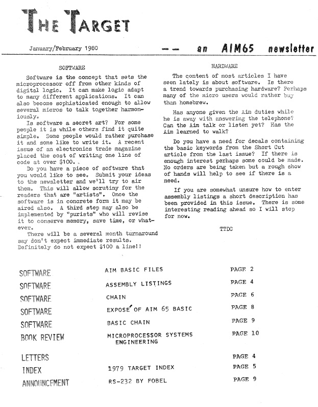 The Target AIM 65 Newsletter – Retro Computing