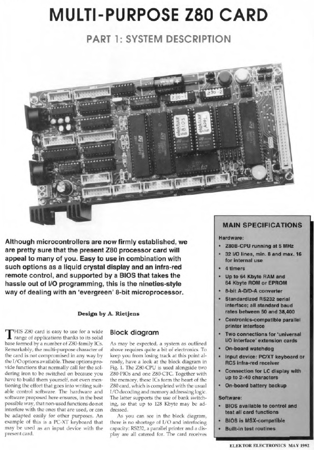 Multi-purpose Z80 card – Retro Computing