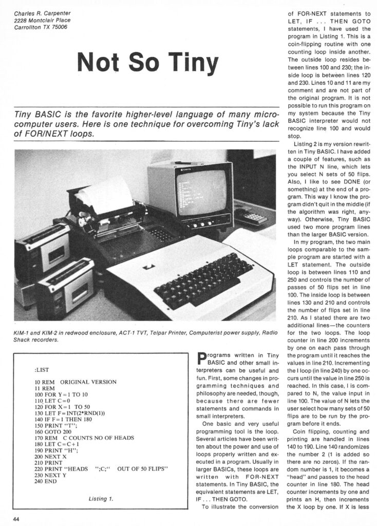Tiny Basic – Retro Computing