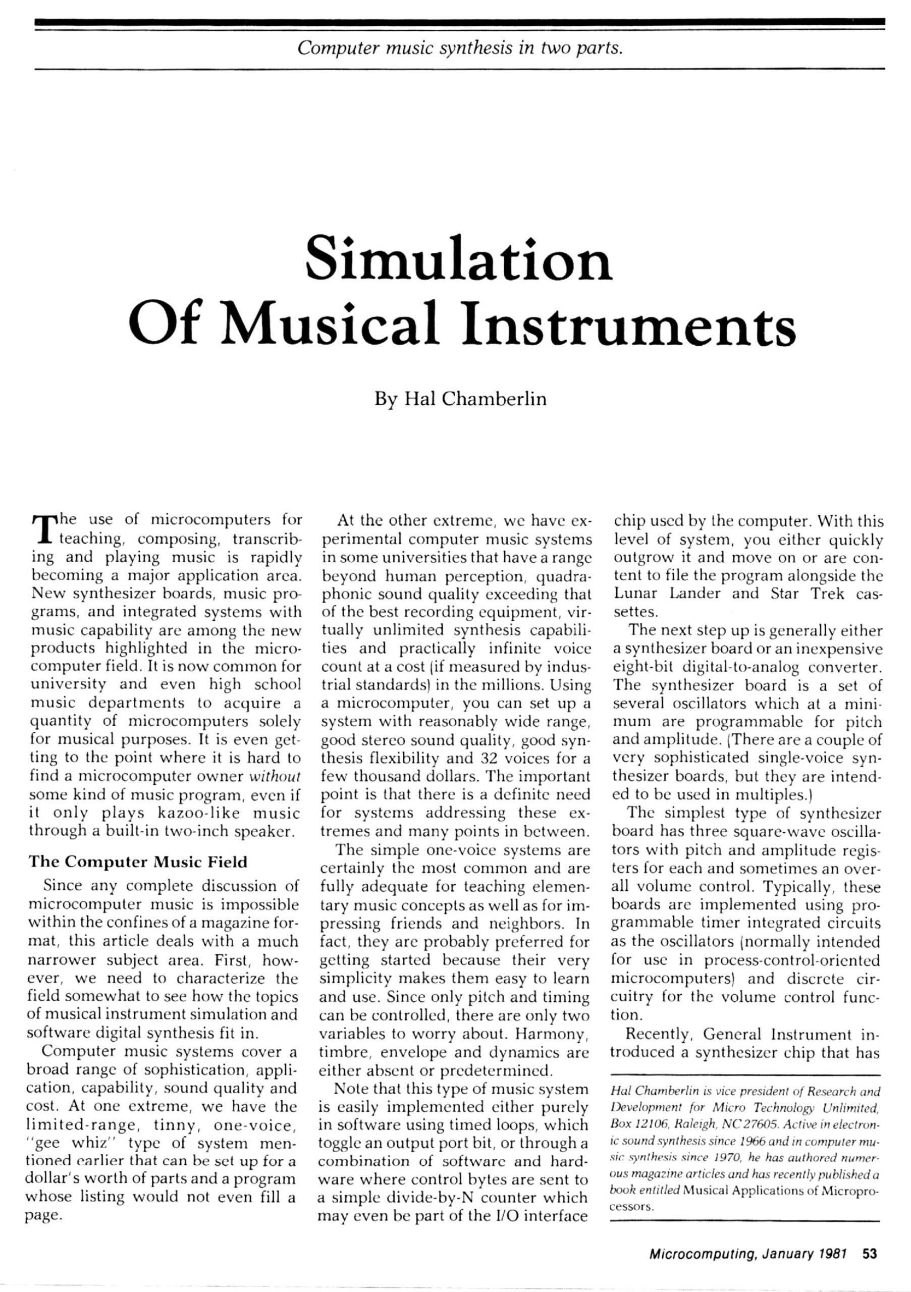 MTU history: Hal Chamberlin – Retro Computing