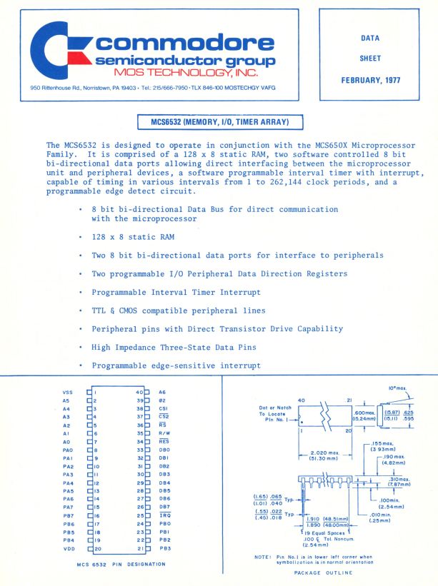 RIOT 653X datasheets – Retro Computing